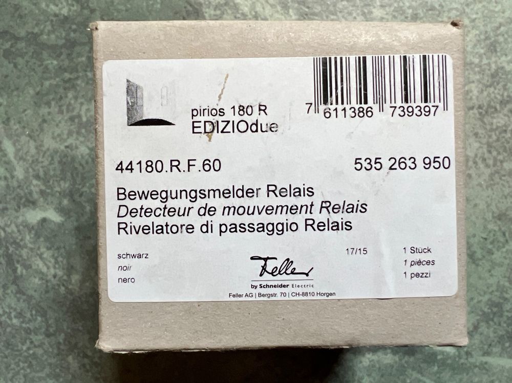 Bewegungsmelder Relais Feller Pirios 180R Edizio Due schwarz (Gebraucht) in Rehetobel für CHF 16 ...
