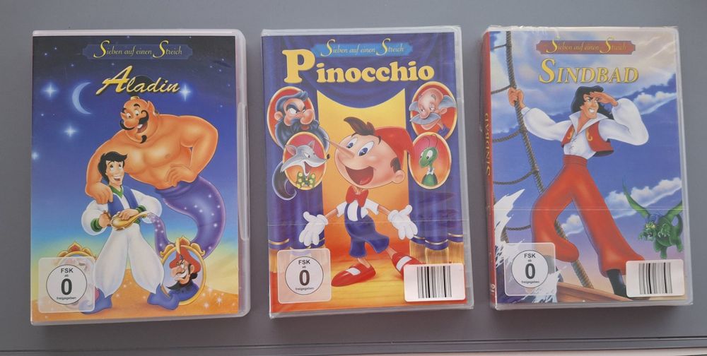 3 DVD-Video Aladin, Pinocchio und Sindbat (Neu (gemäss Beschreibung ...