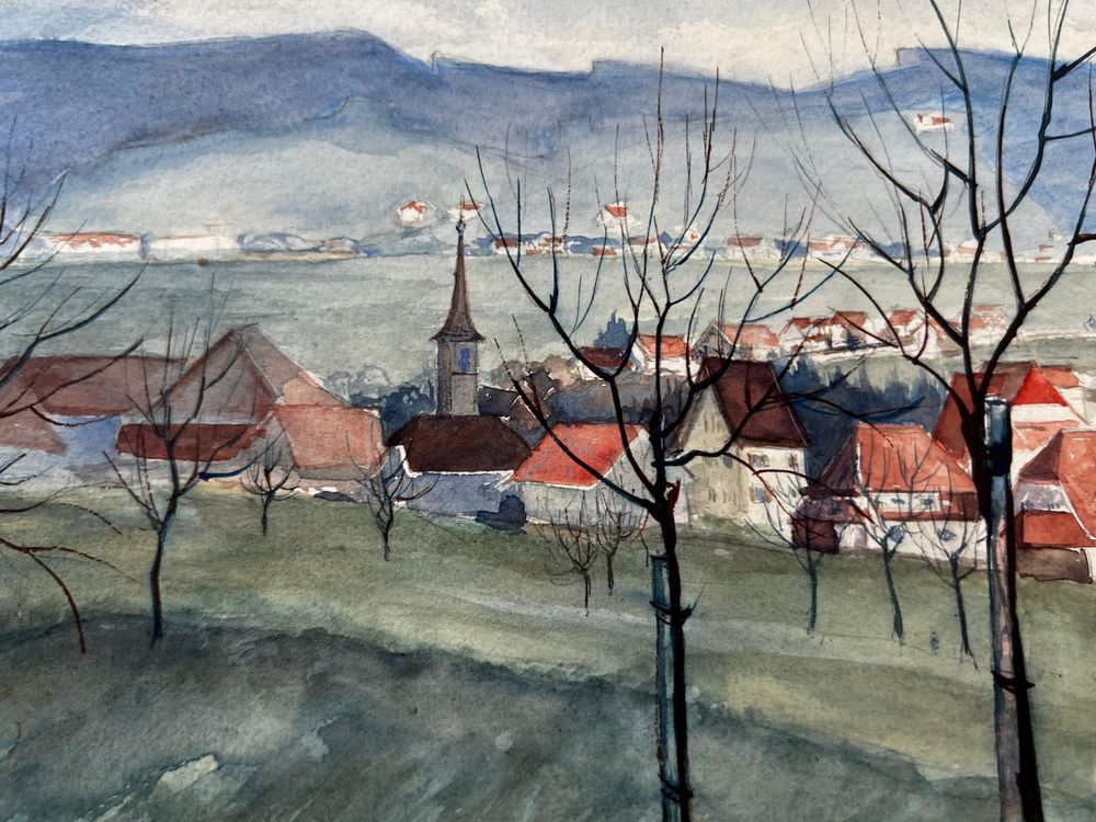 Dorflandschaft Aquarell Signiert. | Kaufen auf Ricardo