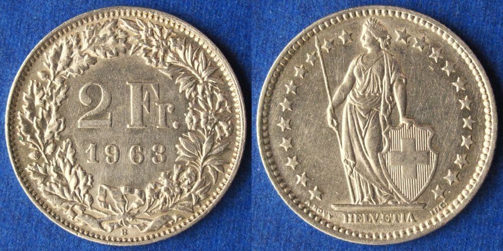 original 2 FRANKEN 1963 Ag Schweiz Suisse Svizzera (Gebraucht) in Lohn-Ammannsegg für CHF 6.1 ...