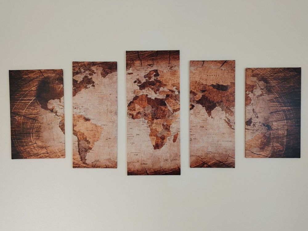 5-Teiliges Wandbild mit Weltkarte (Gebraucht) in Bern für CHF 10 – nur Abholung auf Ricardo kaufen