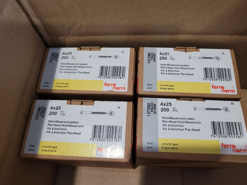 4 Pack Schrauben Ferro norm, gelb verzinkt 4x25 Pan Head (Neu und ...