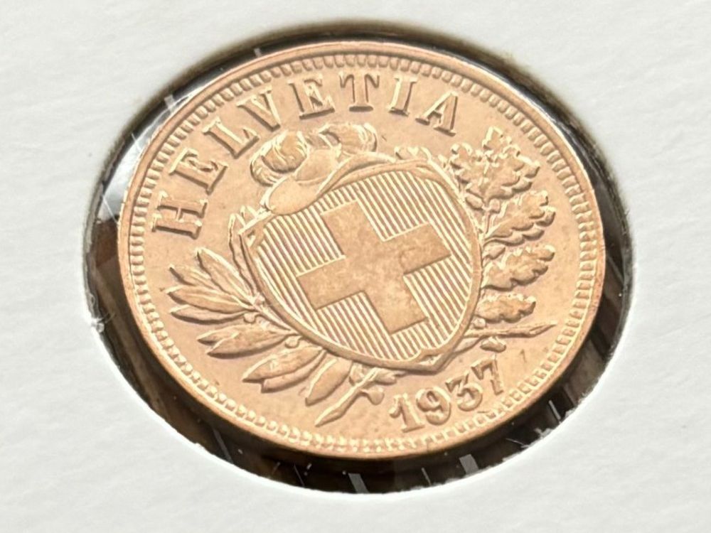 Schweiz 2 Rappen 1937 unz Schild mit Freiheitshut (Neu (gemäss Beschreibung)) in Speicher für ...