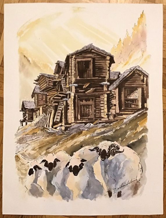 Original Grosse Aquarell Signiert (Gebraucht) in Hochdorf für CHF 65 – mit Lieferung auf Ricardo ...