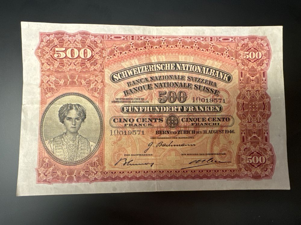 Münzenhändler: Banknote Schweiz, 500 Franken 1946 (Gebraucht) in Zürich ...