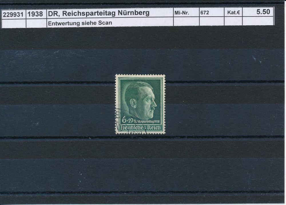 1938 Deutsches Reich, Reichsparteitag Nürnberg (Gebraucht) in Winterthur für CHF 1 – mit ...