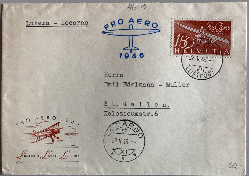 Pro Aero Sonderflug Luzern-Locarno von 1946 mit F41 (Gebraucht) in Flawil für CHF 9.5 – mit ...