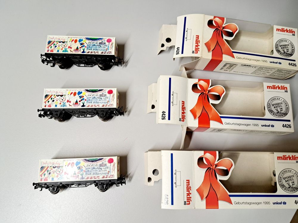3 Geburtstagswagen UNICEF von Märklin 4426, HO, 30 Jahre alt (Gebraucht ...
