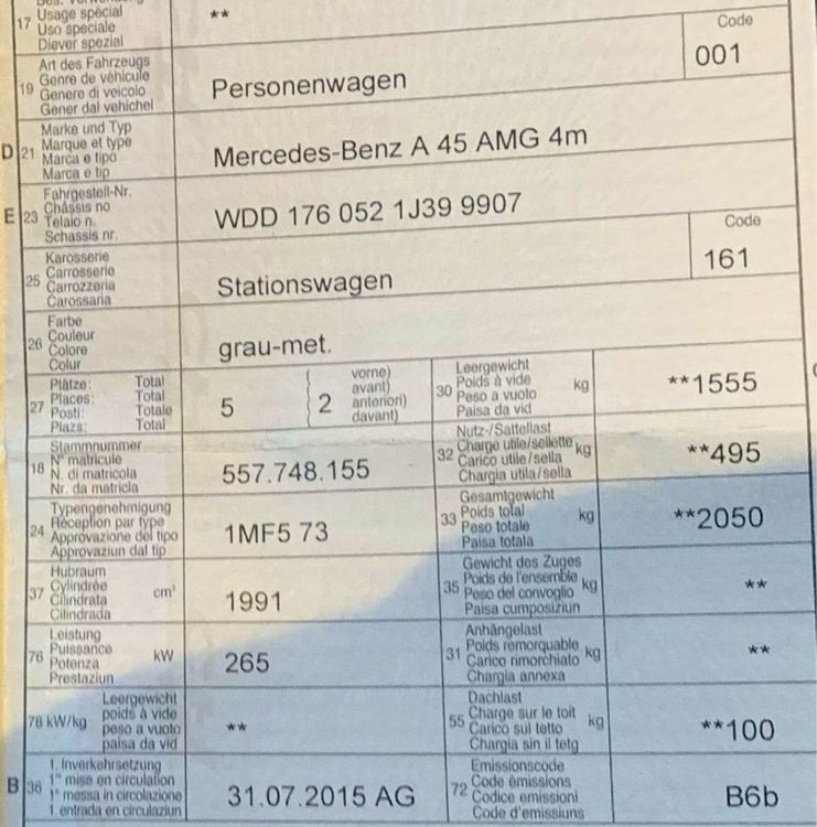 Mercedes A45 AMG 4m (Gebraucht) in Oberriet SG für CHF 14000 – nur Abholung auf Ricardo kaufen
