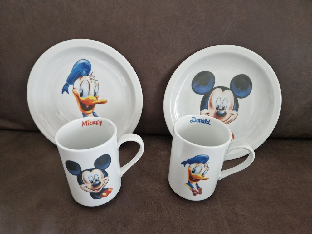 Disney Teller Tasse Mickey Mouse Donald Duck Geschirr Italy (Gebraucht ...