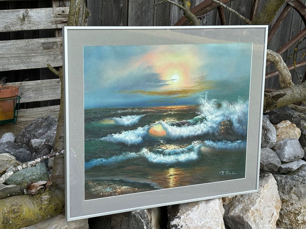 Ölbild Gemälde Ozean Meer signiert R. PETERSON (Gebraucht) in Konolfingen für CHF 30 – mit ...