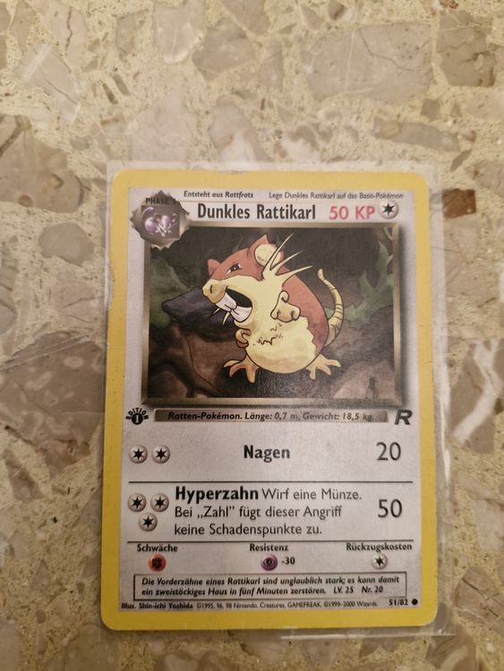 Pokemon Karte Dunkles Rattikarl - 51/82 1. Edition (Gebraucht) in Muri ...