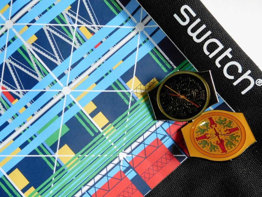 Swatch Pompidou Tasche Tote + Keith Haring Pins GZ104 GZ100 (Neu ...