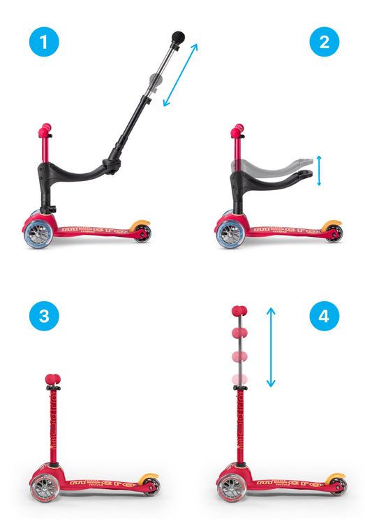 Mini Micro scooter 3in1 Deluxe with seat and push bar (Gebraucht) in Jona für CHF 35 – mit ...