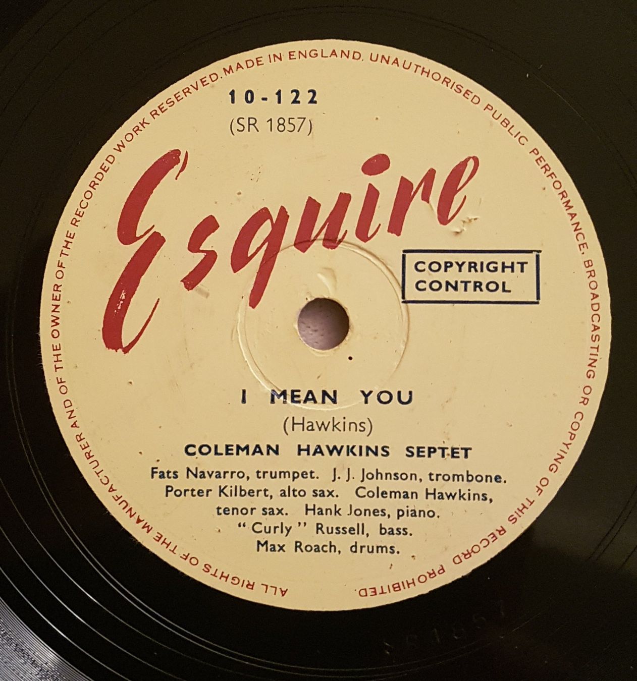 Coleman Hawkins Septet Jazz Esquire 78rpm Schallack 25 cm (Gebraucht ...