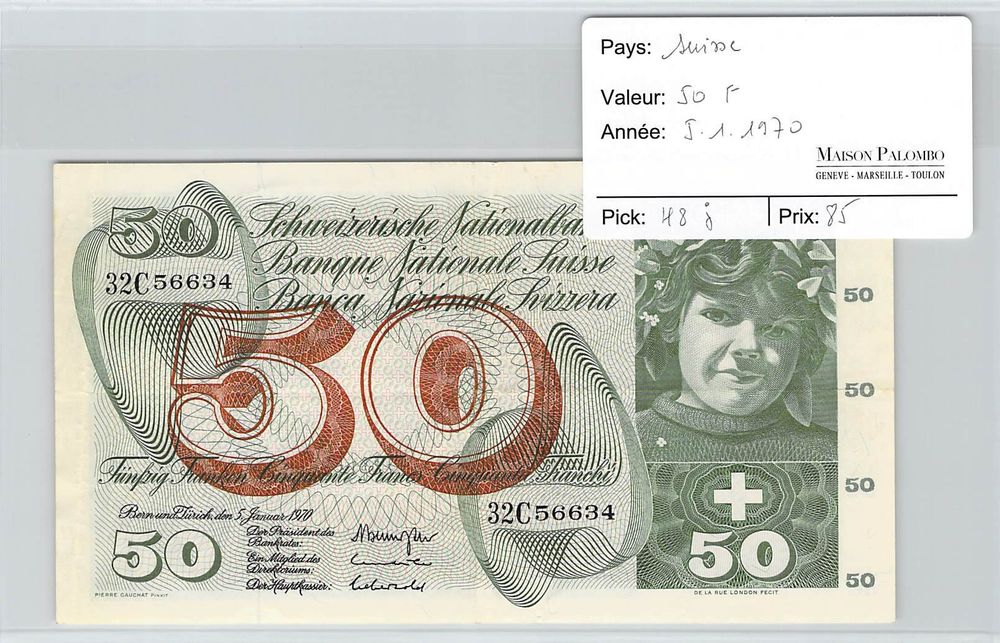 Billet Suisse 50 Francs 1970 (Gebraucht) in Genève für CHF 85 – mit Lieferung auf Ricardo kaufen
