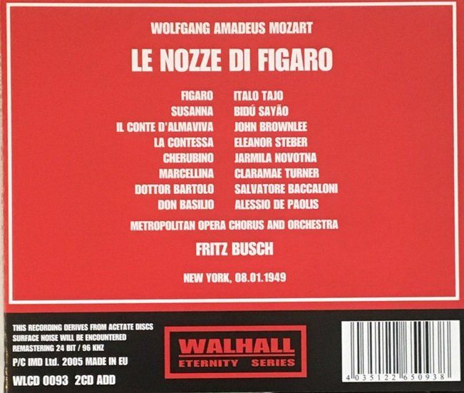 Mozart - Le Nozze di Figaro (1949, Fritz Busch) (Gebraucht) in Grüningen für CHF 8.5 – mit ...