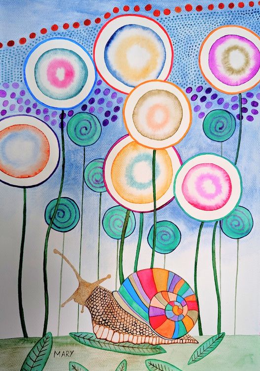 Original Aquarell bunte Schneckes bunte Welt (Neu und originalverpackt) in Wittenbach für CHF 65 ...