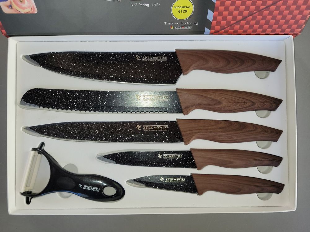 Küchenmesser-Set 6 Teilig /ZPTR SWISS Antihaftbeschichtung (Neu und ...