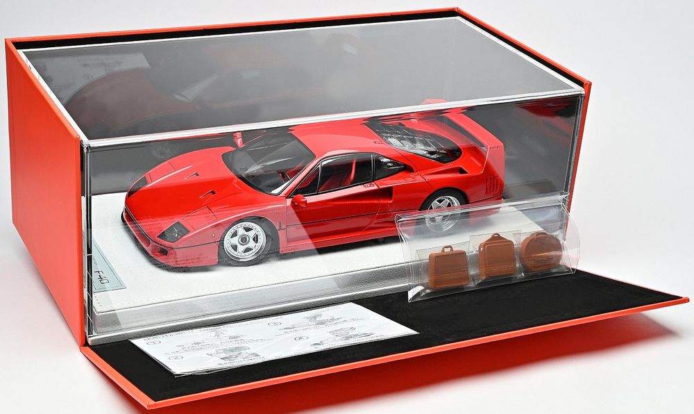 FERRARI F40 1987 - CON VETRINA RED 1/18 Motorhelix NEU (Neu und ...