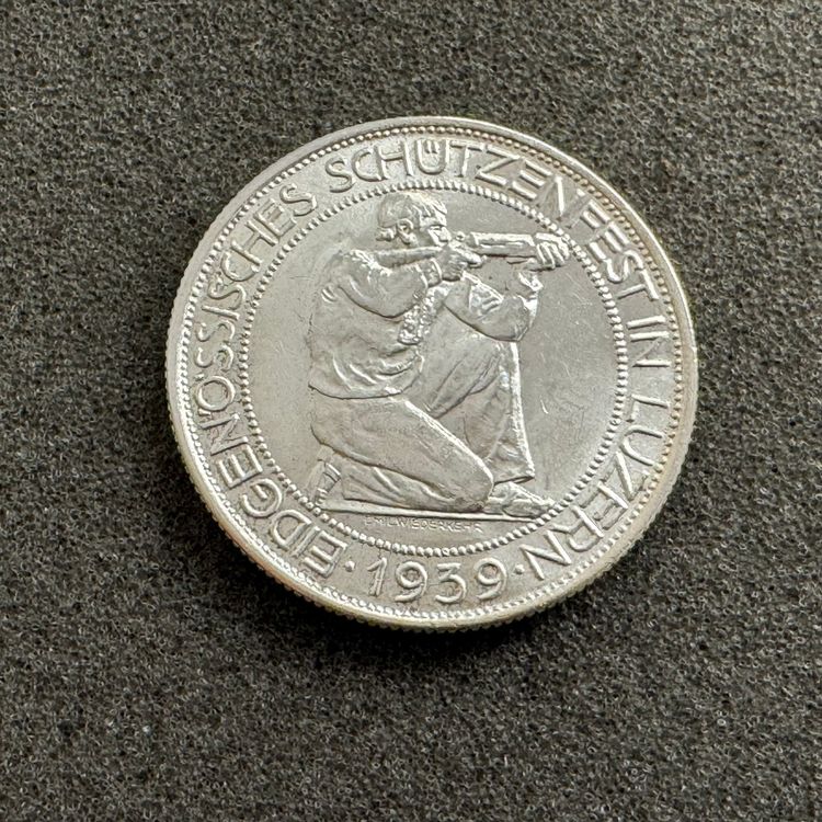 5 Franken Silber Schützentaler Luzern 1939 (Gebraucht) in Reitnau für CHF 23 – mit Lieferung auf ...