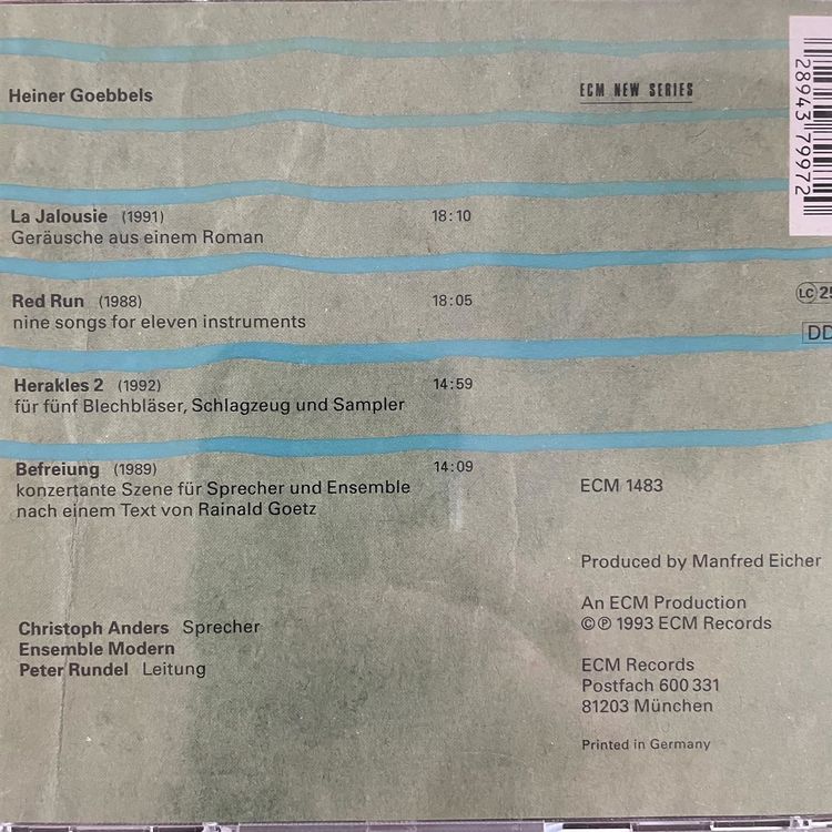 Heiner Goebbels Ensemble modern CD ECM | Kaufen auf Ricardo