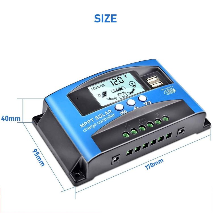 Solar Laderegler 100A MPPT Photovoltaik Laderegler Daul USB (Neu (gemäss Beschreibung)) in ...
