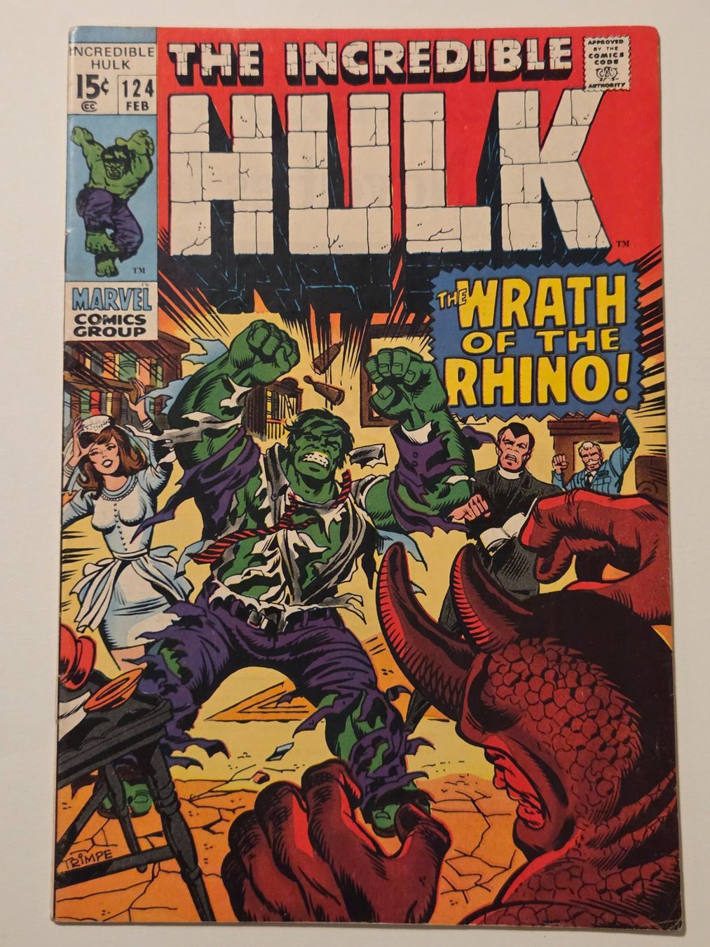 INCREDIBLE HULK #124 (Marvel, 1970) Wrath of the Rhino! (Gebraucht) in ...