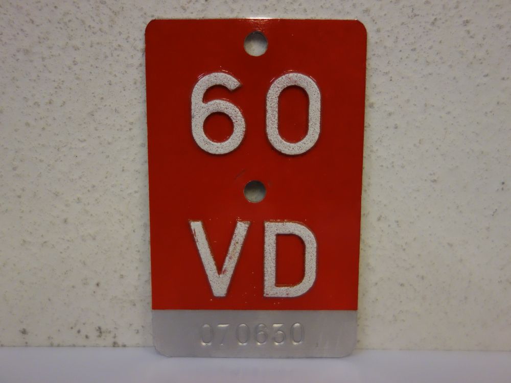 VD 60 VELONUMMER - FAHRRADSCHILD (Gebraucht) in Kerzers für CHF 30 ...