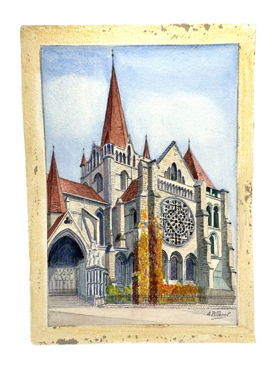 Superbe aquarelle Cathédrale de Lausanne signée A. PILLONEL (Gebraucht) in Morges für CHF 75 ...