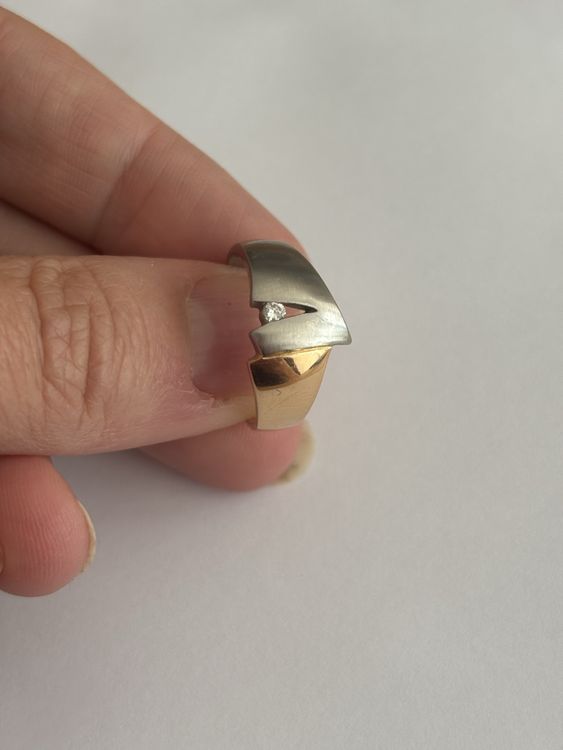 Ring Gold 750 zweifarbig mit Palladium und Brillant (Gebraucht) in ...