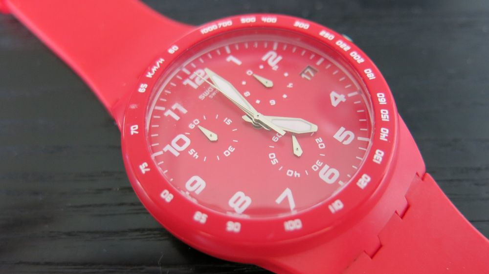 SWATCH PLASTIC CHRONO RED SHADOW SUSR 400 GEBRAUCHT | Kaufen auf Ricardo