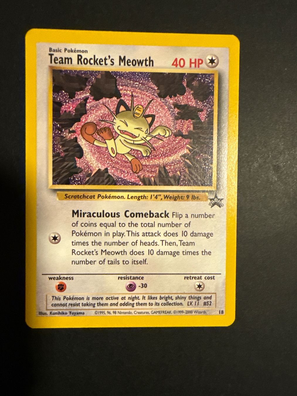 Pokemon Team Rocket's Meowth Black Star Promo 18 Vintage (Gebraucht) in ...