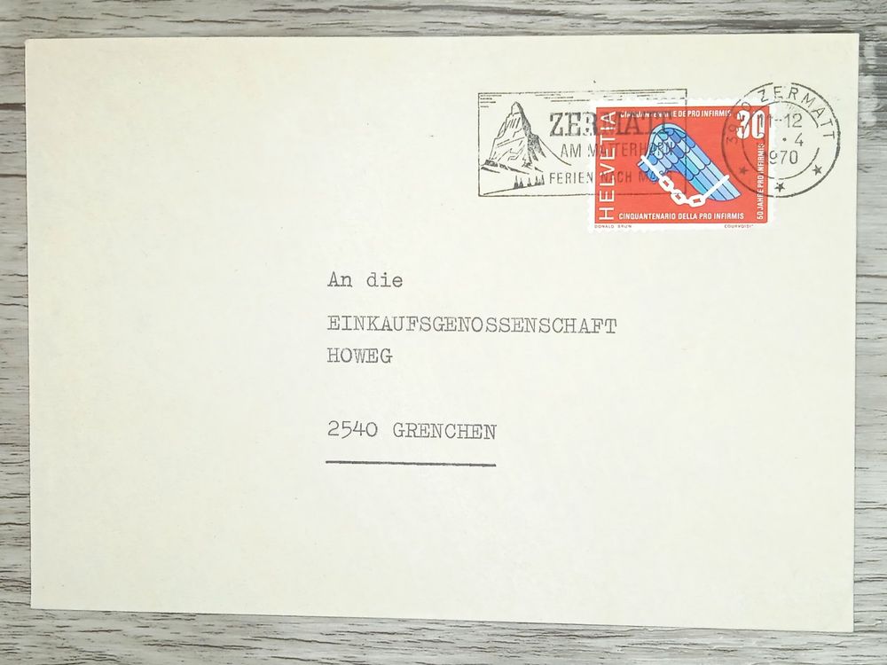 TR17 Enveloppe + Timbre Suisse 1970 (Gebraucht) in Cousset für CHF 0.6 – mit Lieferung auf ...