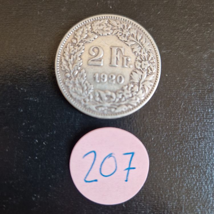 Silbermünze 2 Fr. 1920 Helvetia (Gebraucht) in Stans für CHF 8.5 – mit Lieferung auf Ricardo kaufen