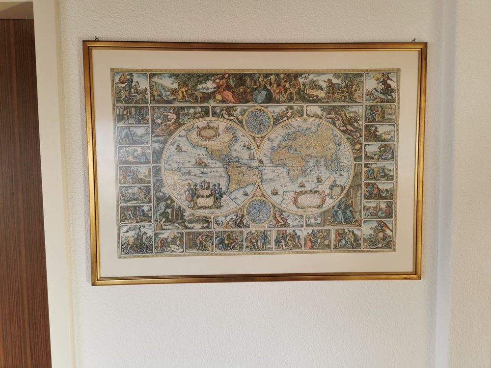 Bilddruck von Weltkarte 1618 - 1679, hochwertig gerahmt (Neu und originalverpackt) in Sisikon ...