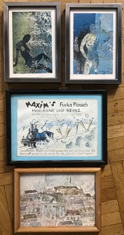 4 Stūck Interessante Aquarelle Signiert Lot | Kaufen auf Ricardo