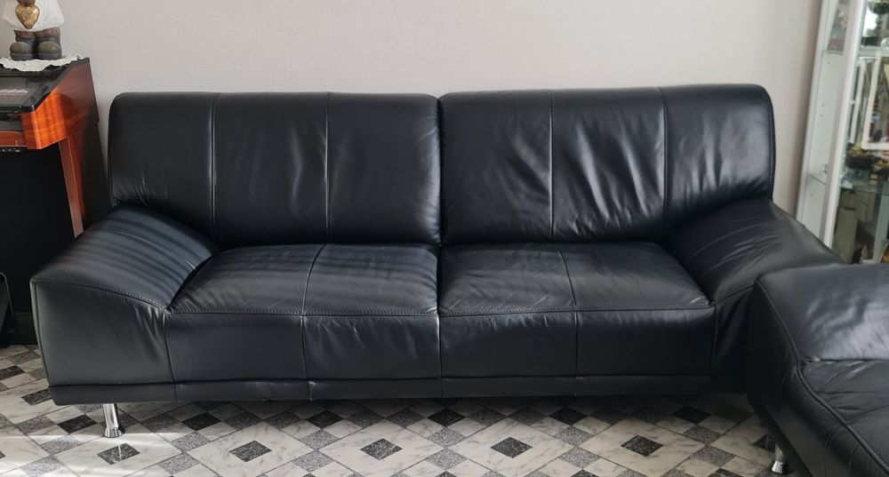 Ledersofa schwarz 3er und 2er | Kaufen auf Ricardo