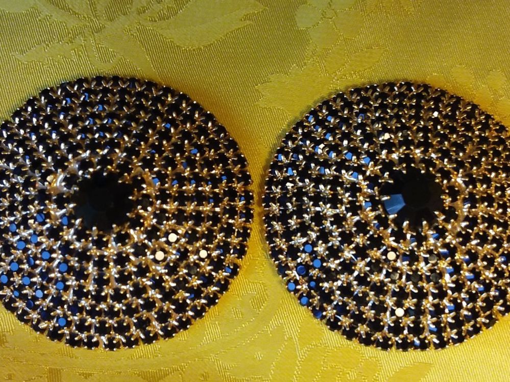 Vintage Top schwarze Strass/Gold Ohrclips USA 80er (Gebraucht) in ...