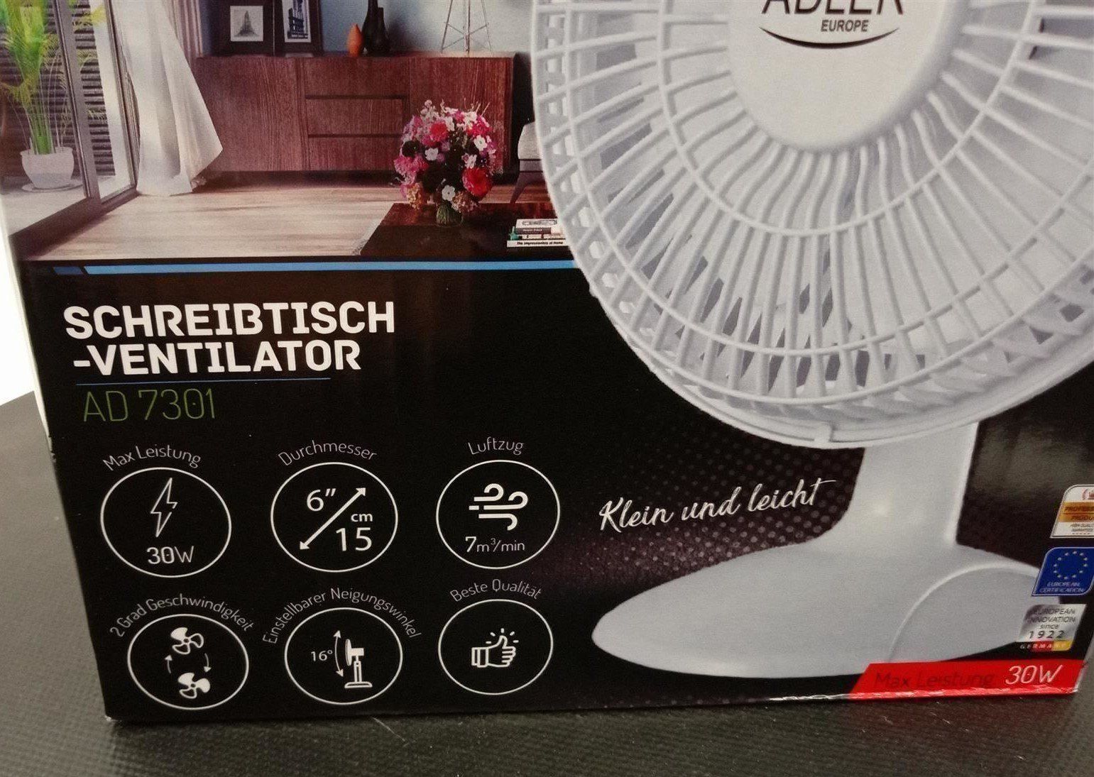 Schreibtisch - Ventilator Adler AD7301| NEU! (Neu und originalverpackt ...