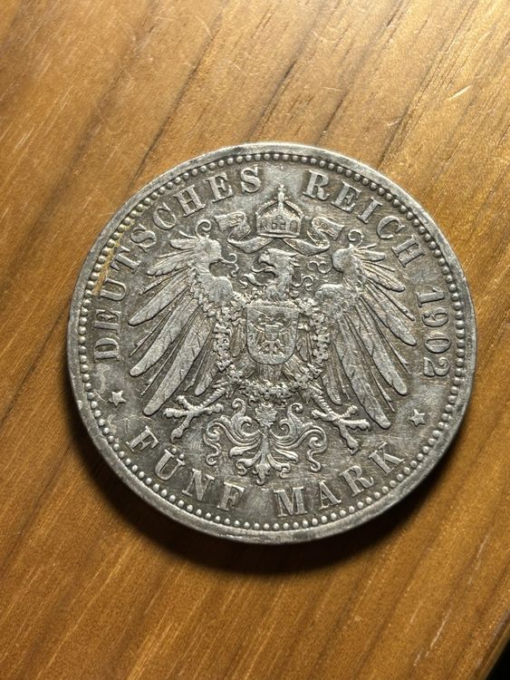 5 Mark Baden 1902 deutsches Reich, grosse Silbermünze | Kaufen auf Ricardo