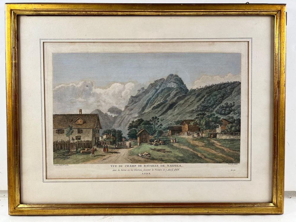 Alte Lithographie Echtgoldrahmen (Gebraucht) in Neuhausen am Rheinfall für CHF 20 – mit ...