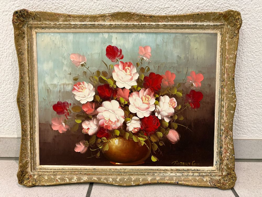 Robert Cox, Bunte Blumen Gemälde, 47 cm breit x 37 cm hoch (Gebraucht ...