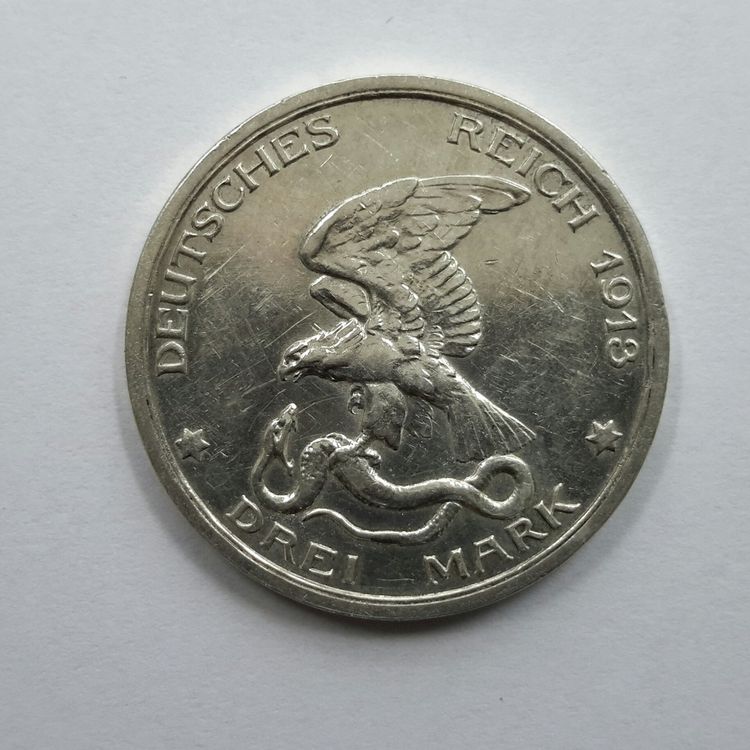 Preussen , Drei Mark , 1913 , Silber . | Kaufen auf Ricardo Preussen , Drei Mark , 1913 , Silber . | Kaufen auf Ricardo