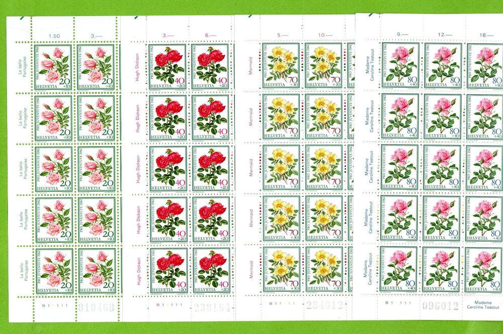 PJ 1982 Rosen ganze Bogen postfrisch in der Mitte gefaltet (Neu (gemäss ...