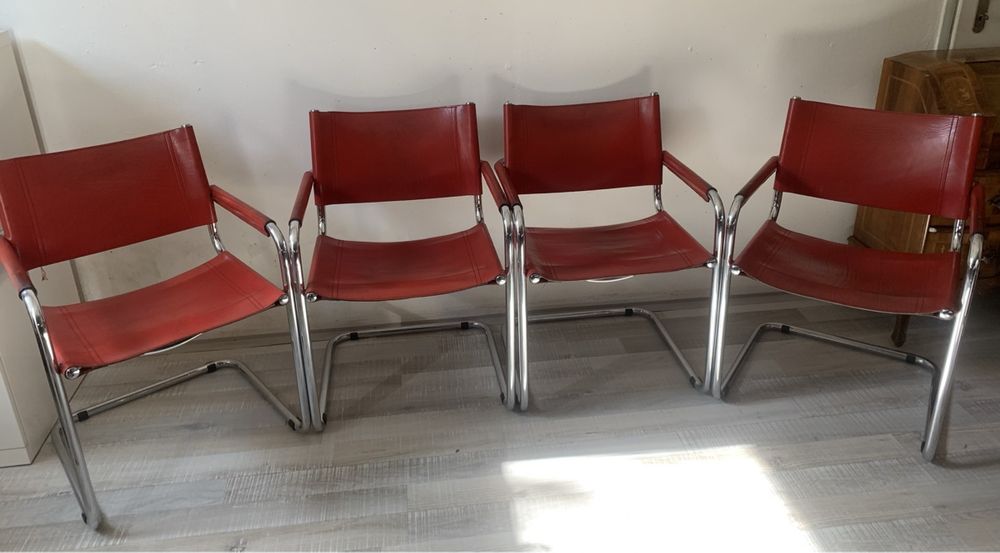 4 Freischwinger Stühle, Leder, Spezialanfertigung (Gebraucht) in Embrach für CHF 220 – nur ...