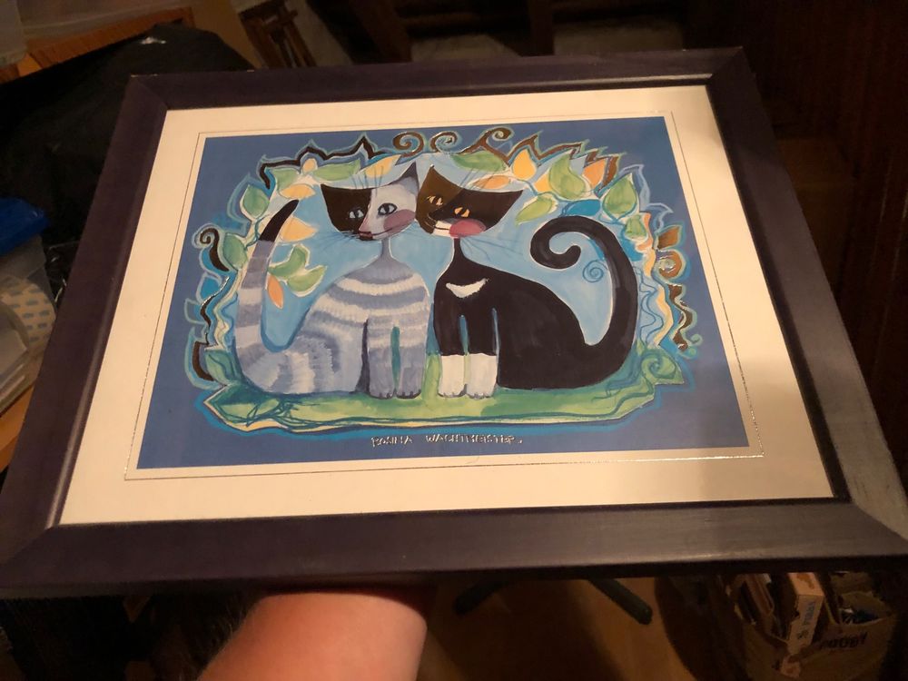 Zwei Katzen-Gemälde Bilder Rosina Wachtmeister inkl. Rahmen | Kaufen auf Ricardo