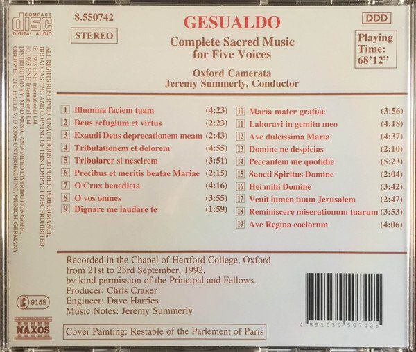 Jeremy Summerly, Deborah Mackay, Carys-Anne Lane - Gesualdo (D'occasion ...