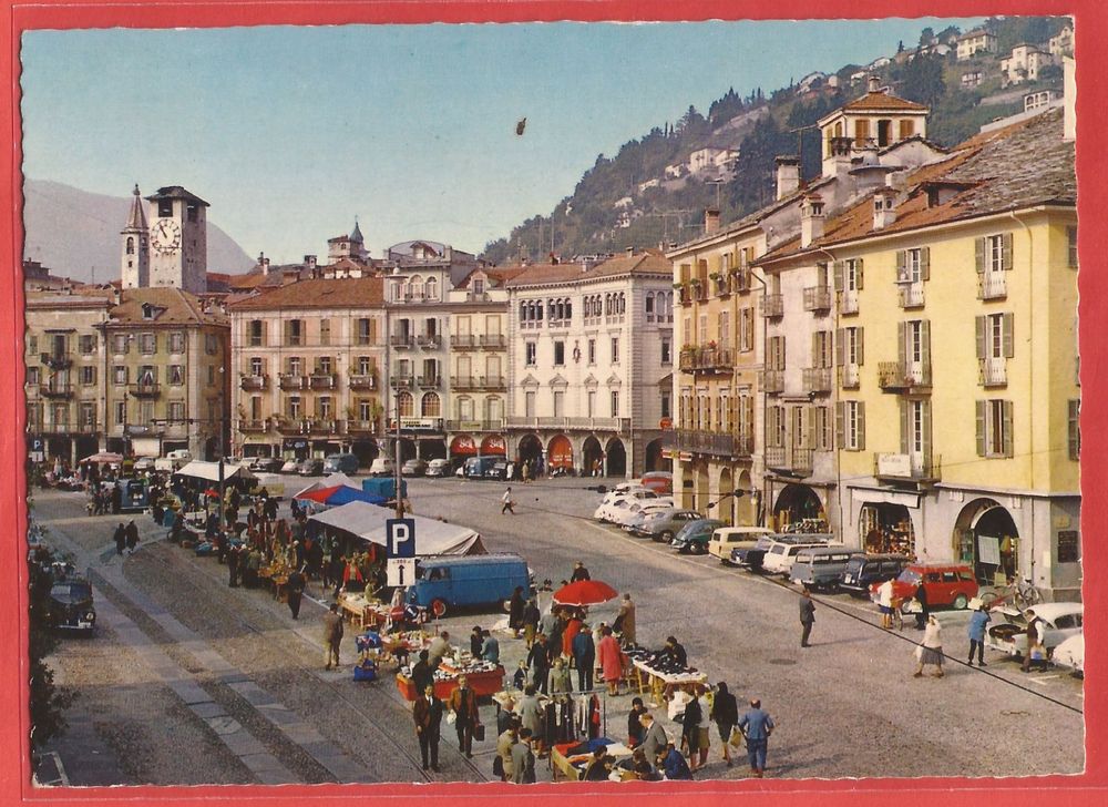 Locarno - Piazza Grande mit Oldtimer und Markt - 1963 (Gebraucht) in ...