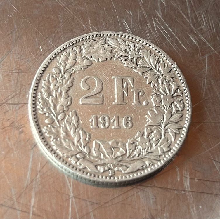 Sehr seltene Silbermünze 2 Franken Helvetia 1916 (Gebraucht) in Birmensdorf ZH für CHF 15 – mit ...